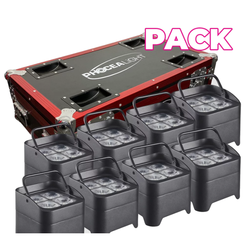 Location Pack : 8 BOX 4 IP Noir + Flight Case - Phocea Light